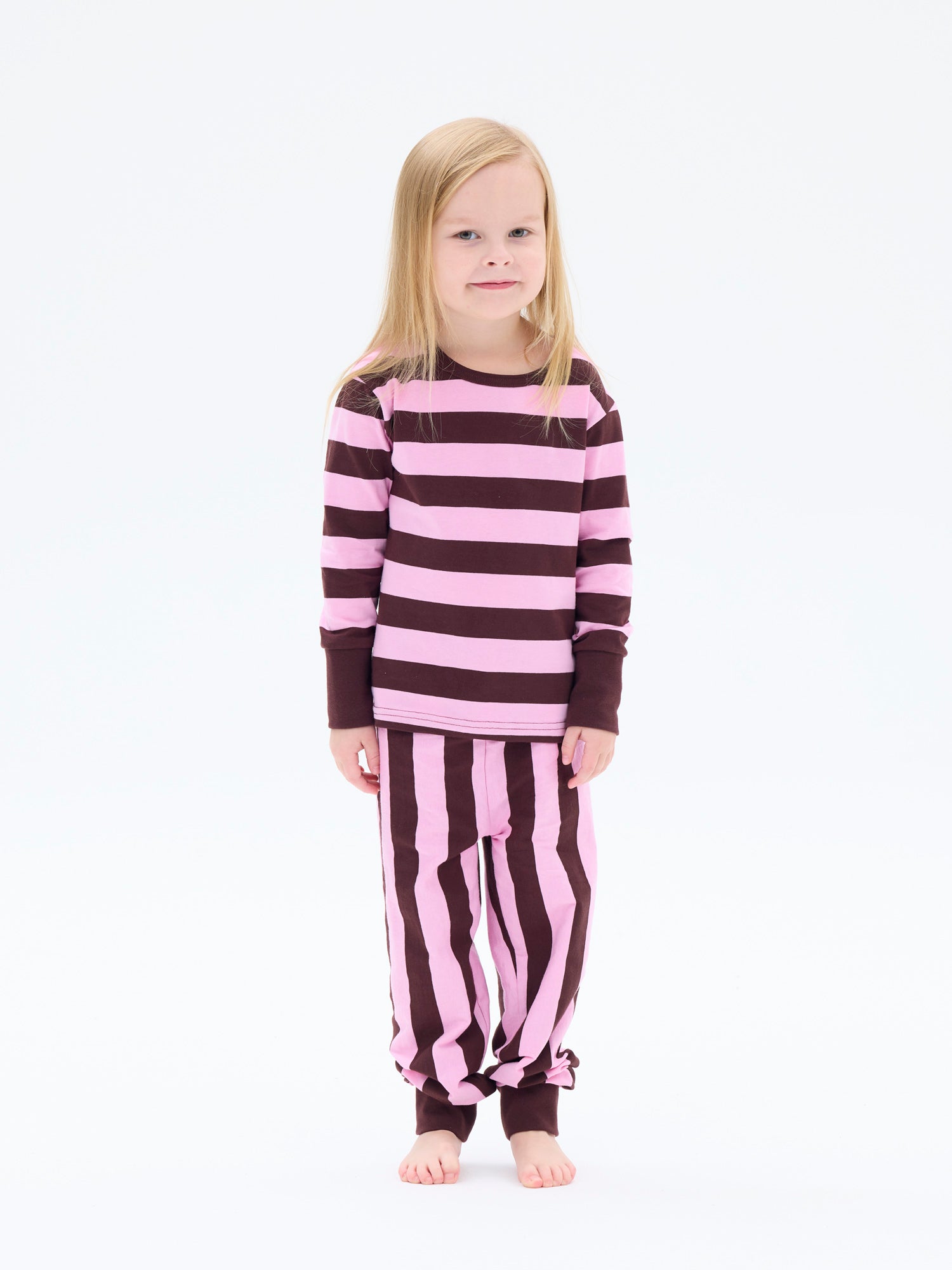 Lasten Pyjama Raita, Pinkki/Viininpunainen – Ratia