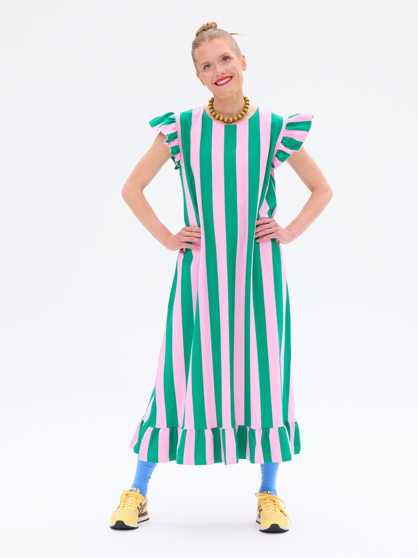 Memphis Dress Stripe, Green/Pink – Ratia