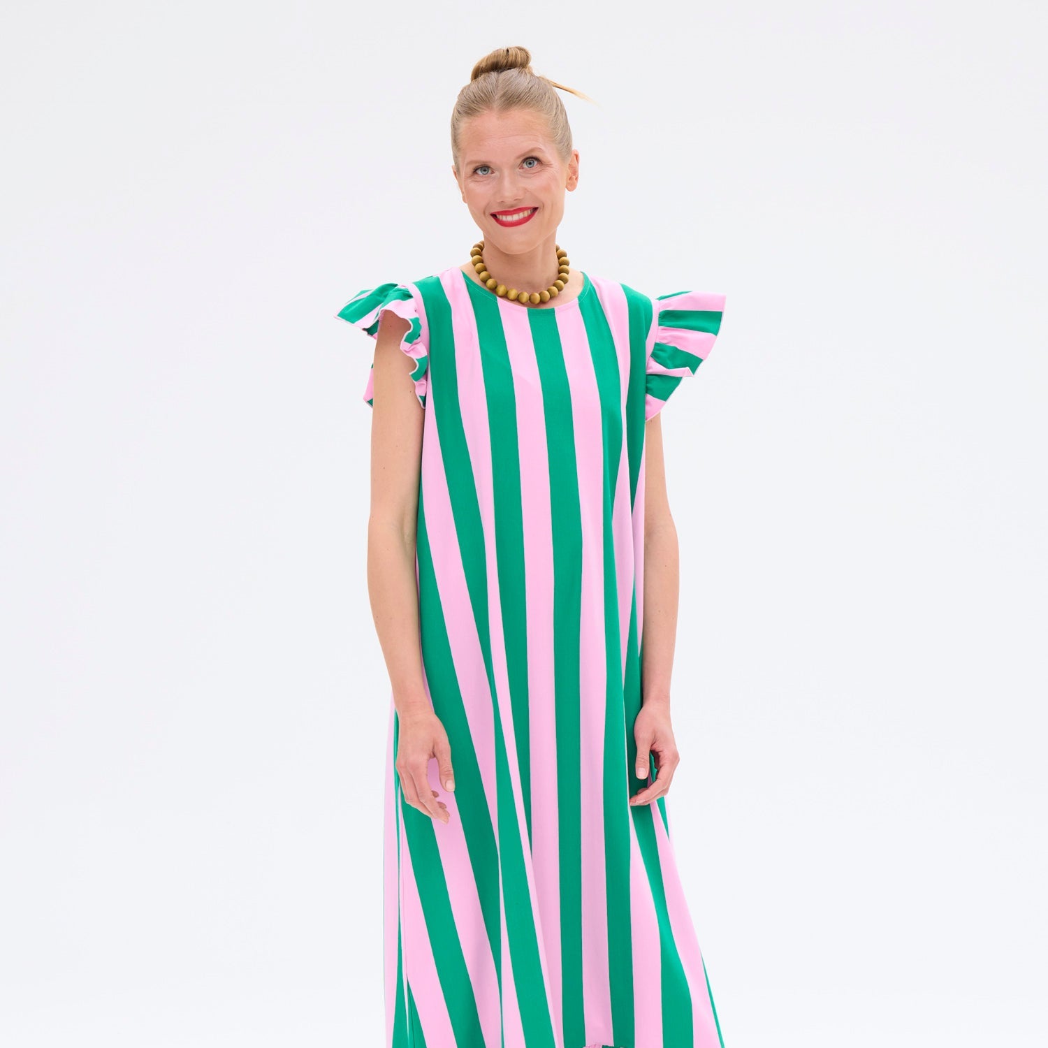 Memphis Dress Stripe, Green/Pink – Ratia