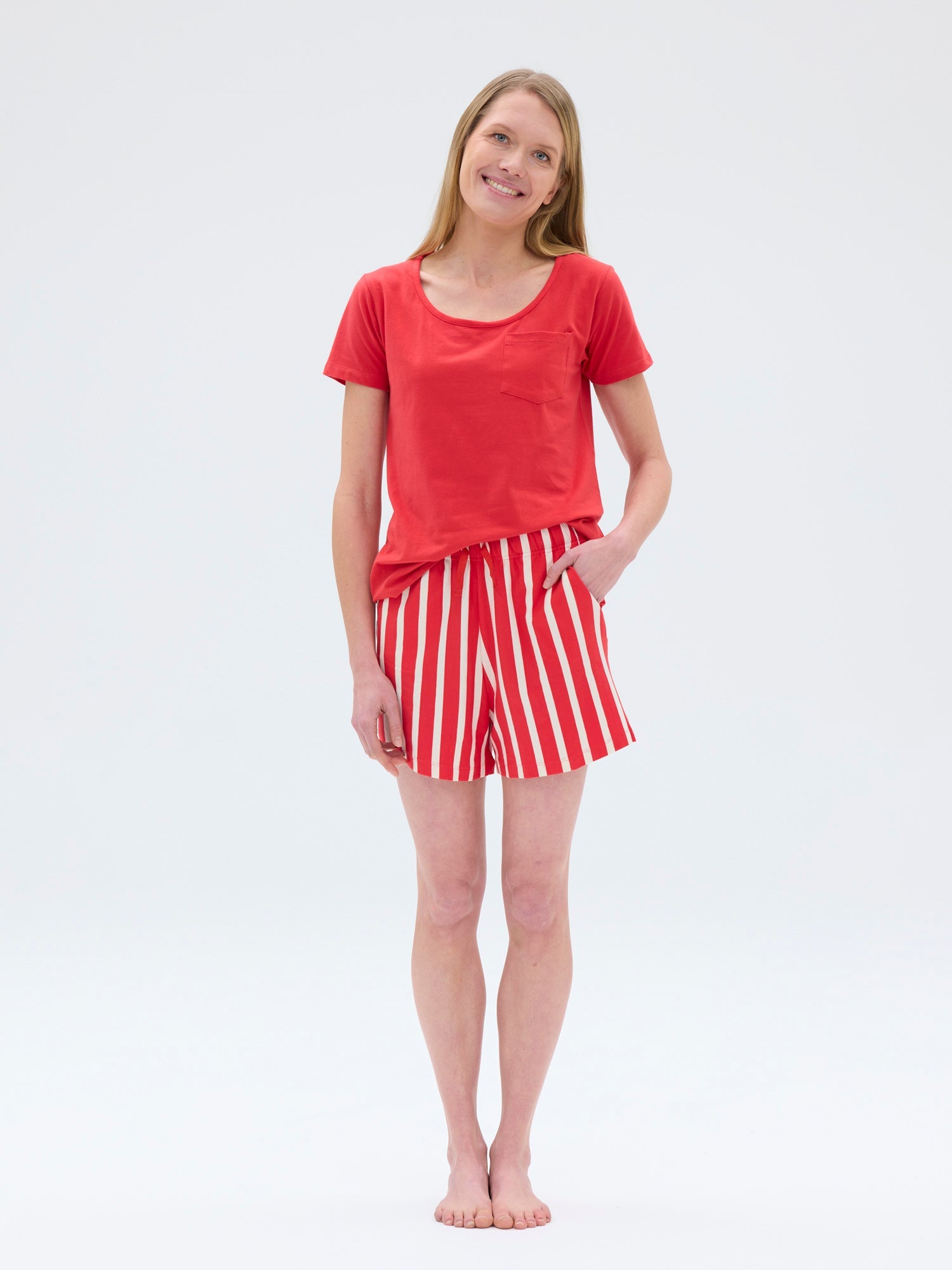 Veni Short Pyjamas, Red/Sand – Ratia