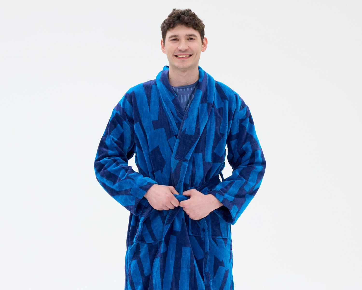 Men's Bathrobe Liitu, Blue – Ratia